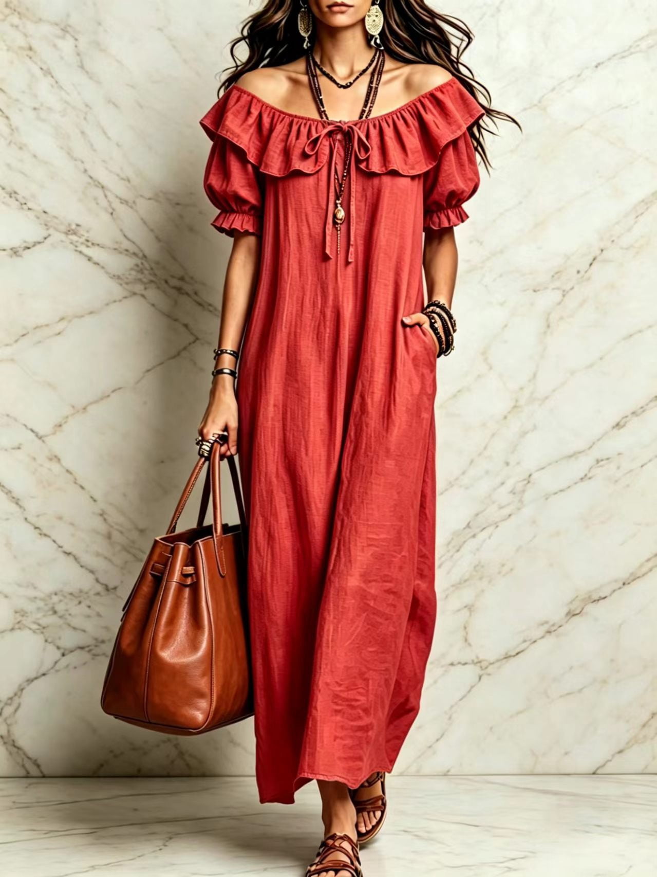 2026 New European and American Style Women's Ruffled Off Shoulder Tie ...