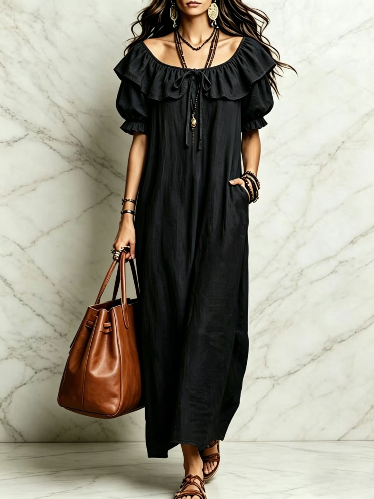 2026 New European and American Style Women's Ruffled Off Shoulder Tie ...