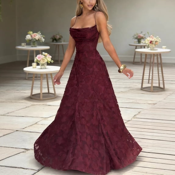 2026 New European and American Style Wine Red Spaghetti Strap Cowl Neck ...