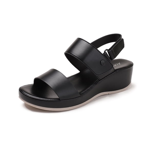 2026 New European and American Style Women's Black Wedge Sandals, Two ...