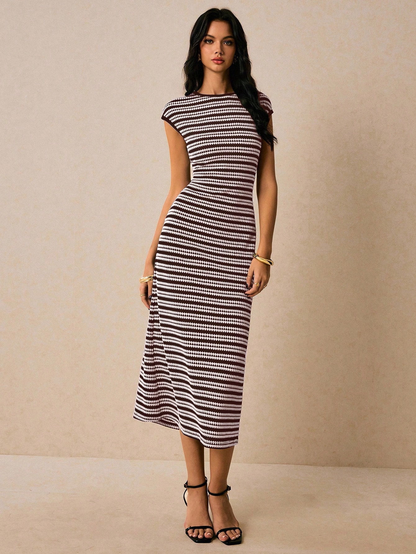 2026 New European and American Style Women's Black White Striped Cap ...