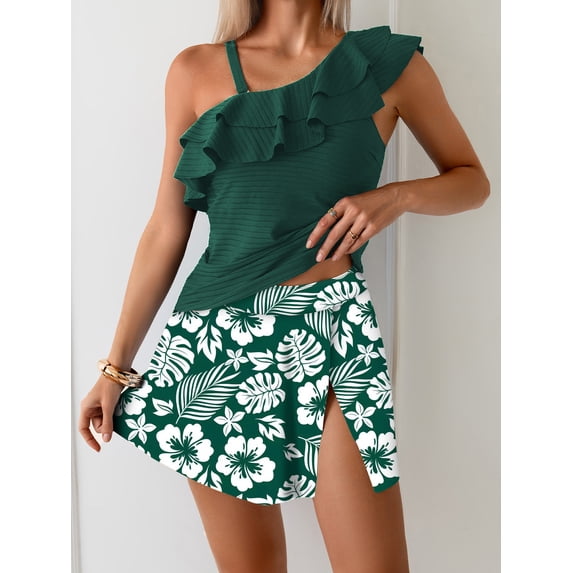 2026 New European and American Style Women's Navy Ruffled One-Shoulder ...