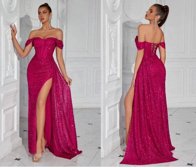 2026 New European and American Style Women's Off Shoulder Corset Sequin ...