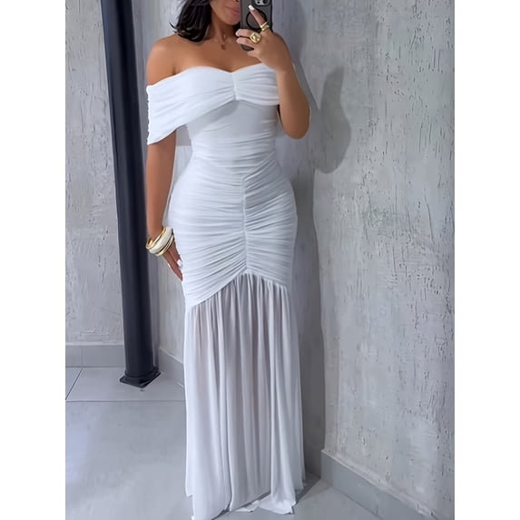 2026 New European and American Style Women's Off Shoulder Ruched ...