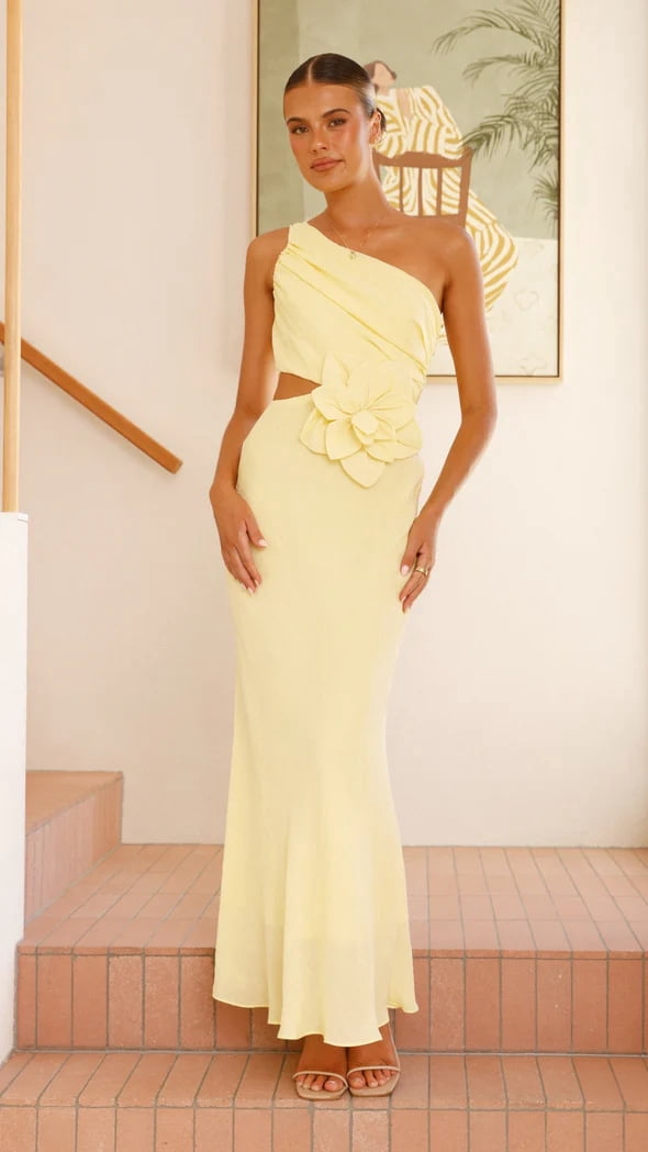 2026 New European and American Style Women's Pink One-Shoulder Maxi ...