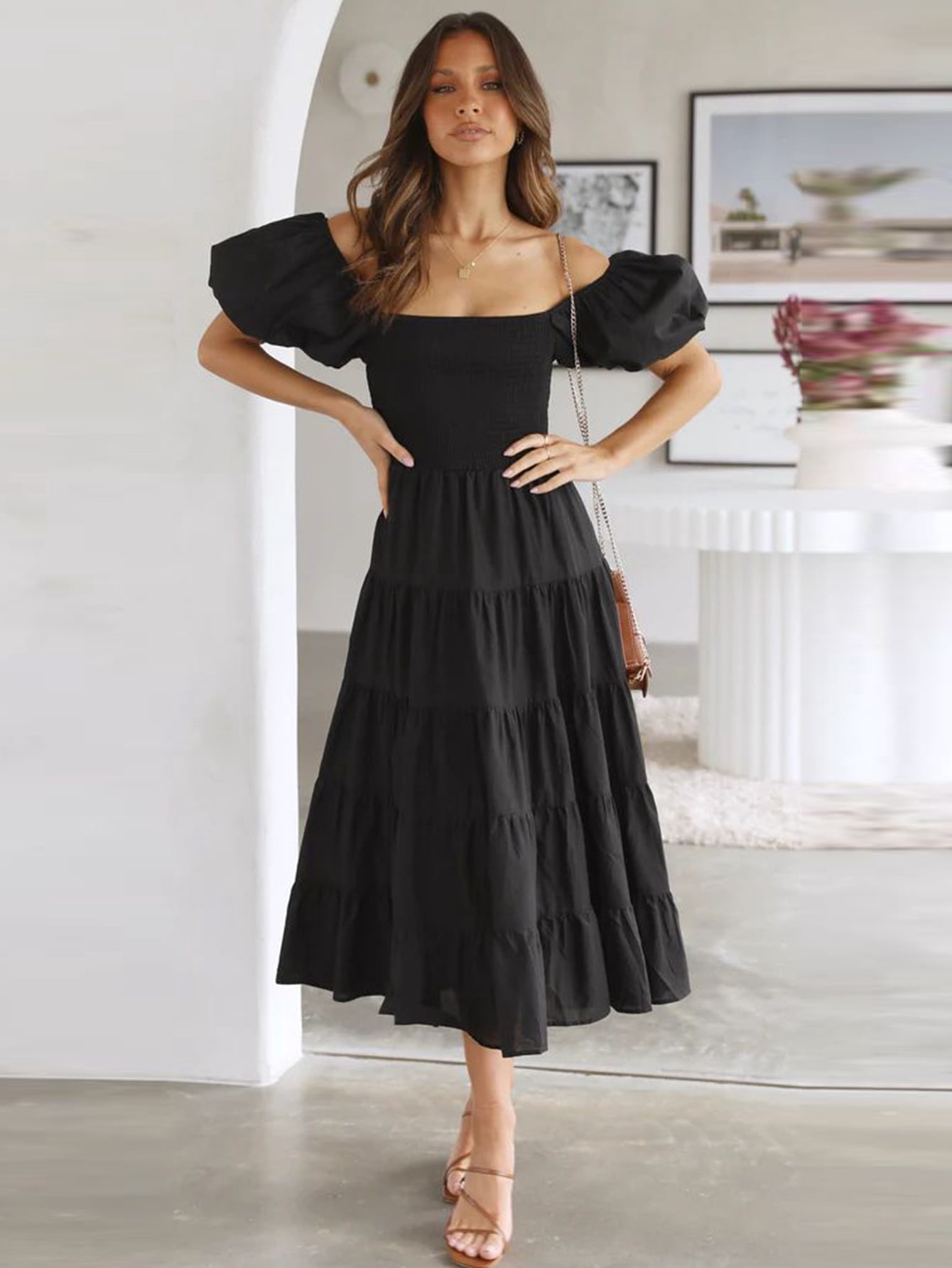 2026 New European and American Style Women's Square Neck Puff Short ...