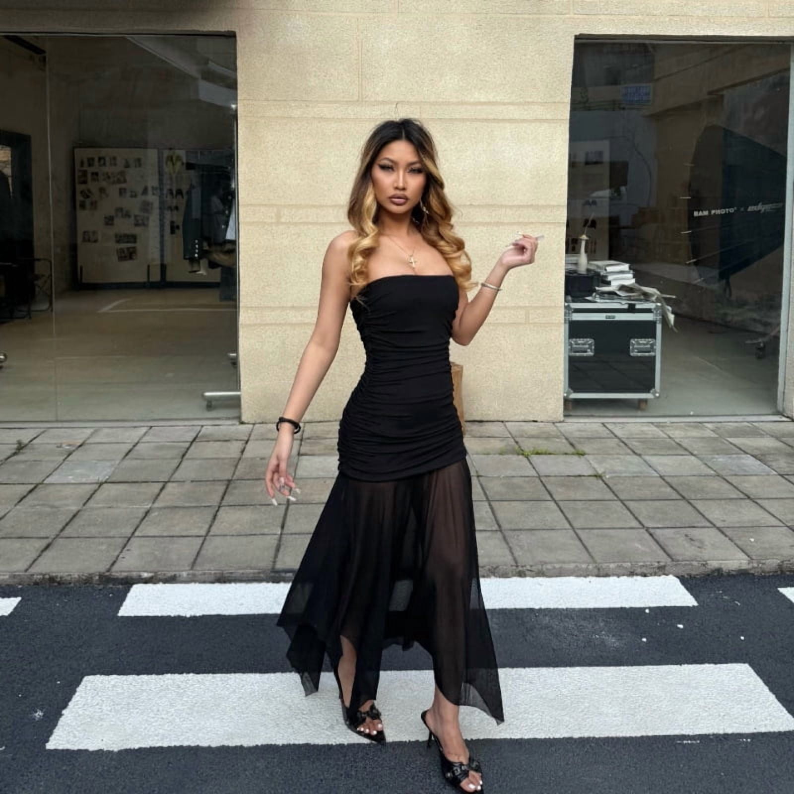 2026 New European and American Style Women's Strapless Side Ruched ...