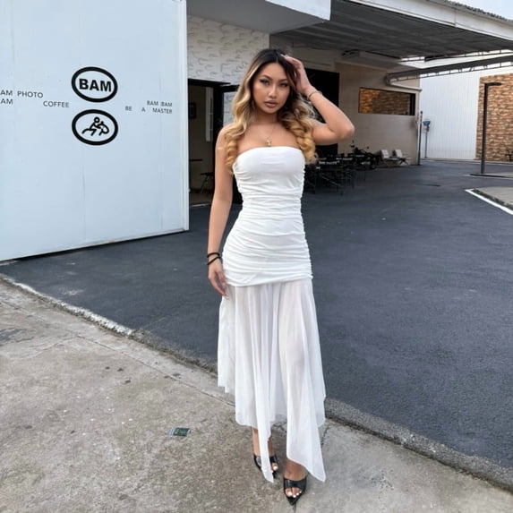 2026 New European and American Style Women's Strapless Side Ruched ...