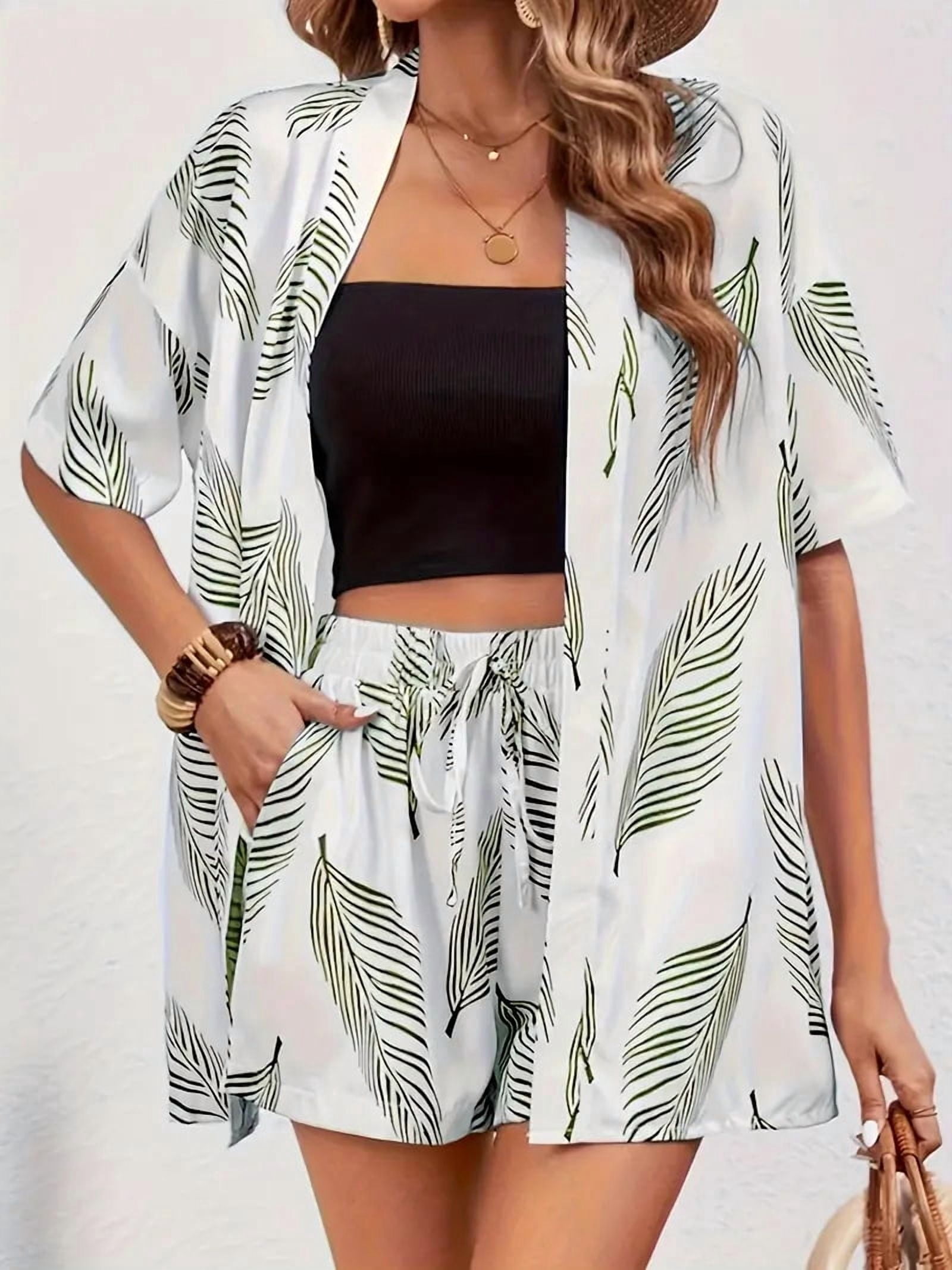2026 New Fashion Bohemian Style Women's Tropical Leaf Print 2 Piece ...