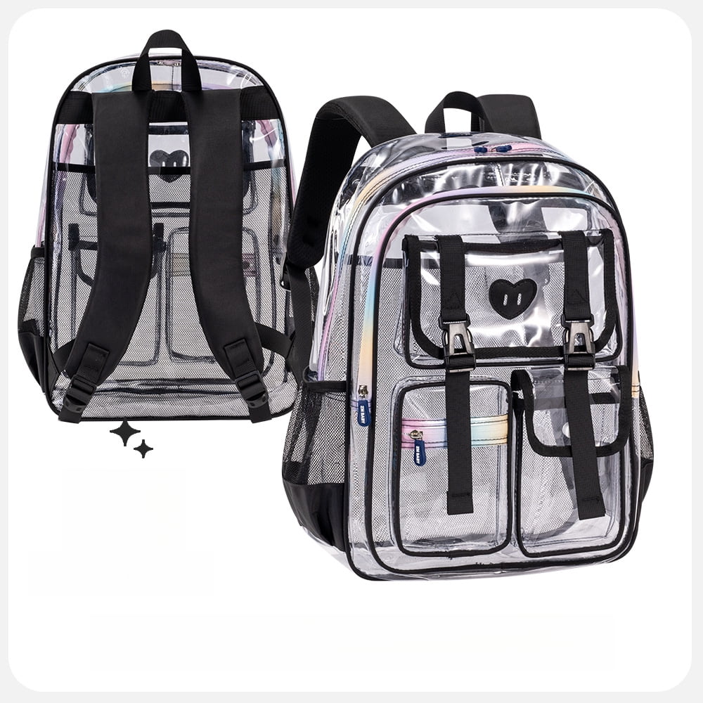 2026 New Fashion Pink Transparent Jelly Backpack with Front Pocket ...