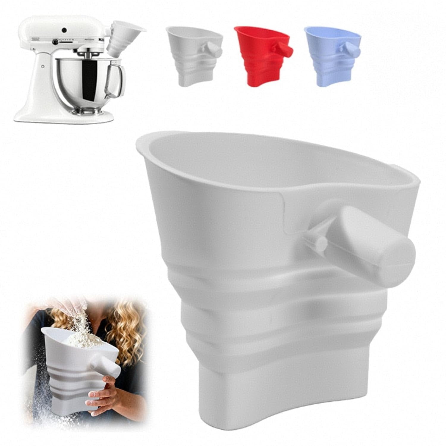 2026 New Food Grade Silicone Flour Funnel - Large Capacity Collapsible ...
