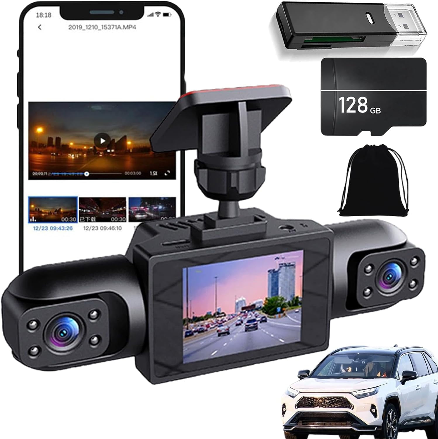 2026 New Four-Record Monitoring Driving Recorder, 360° Full View Car 4 ...