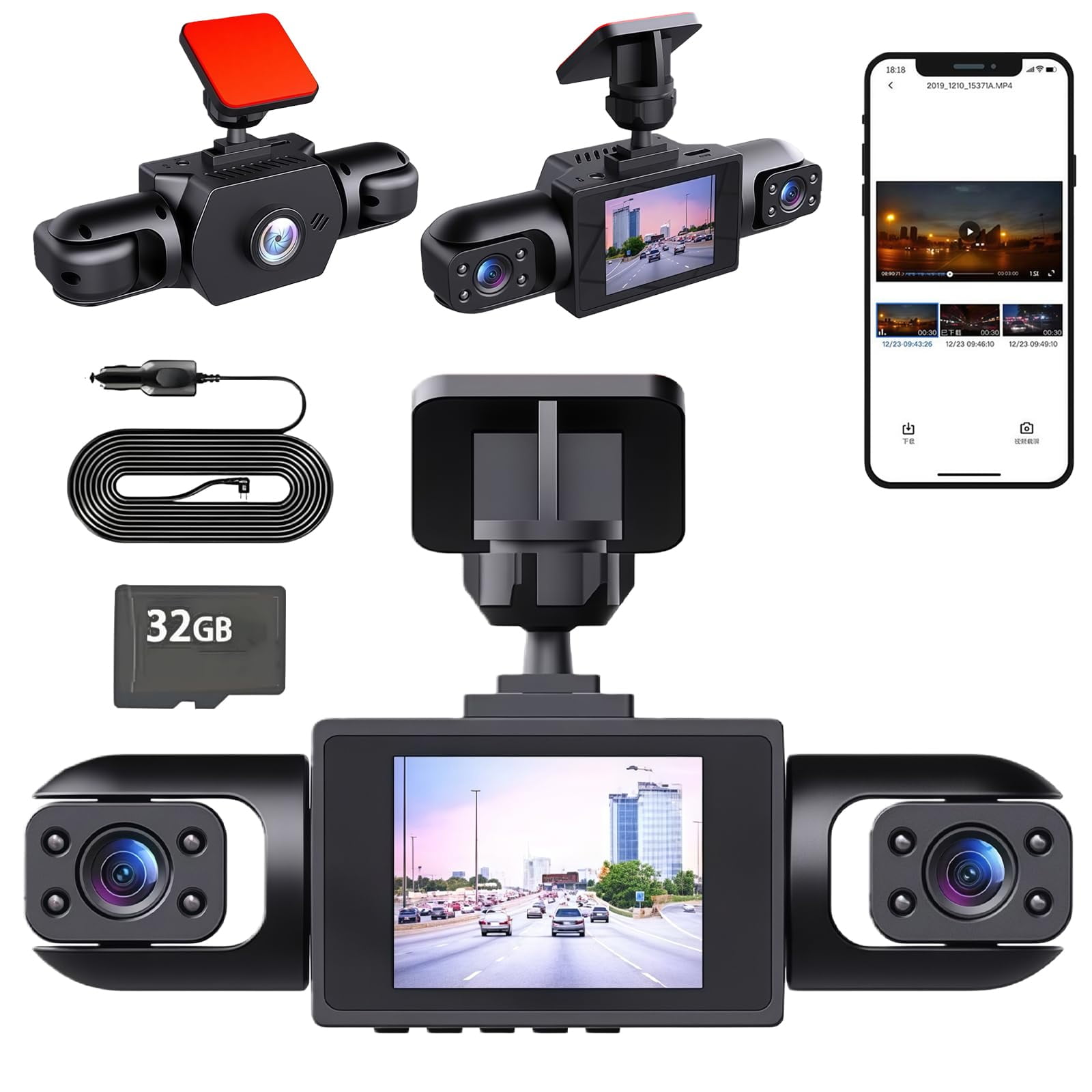 2026 New Full View Car Dashcam System, 360° 4 Channel Dash Cam with ...
