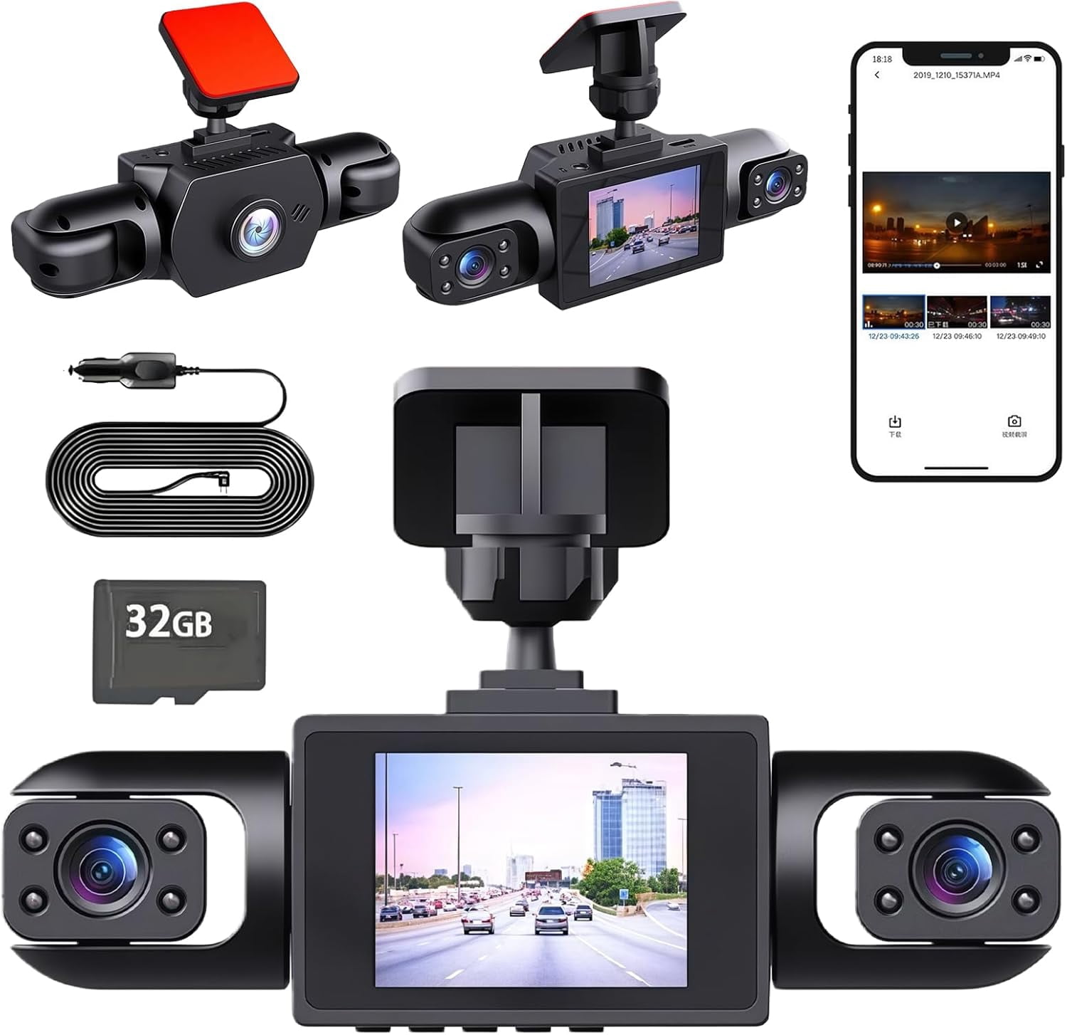 2026 New Full View Car Dashcam System, 360° 4 Channel Dash Cam with ...