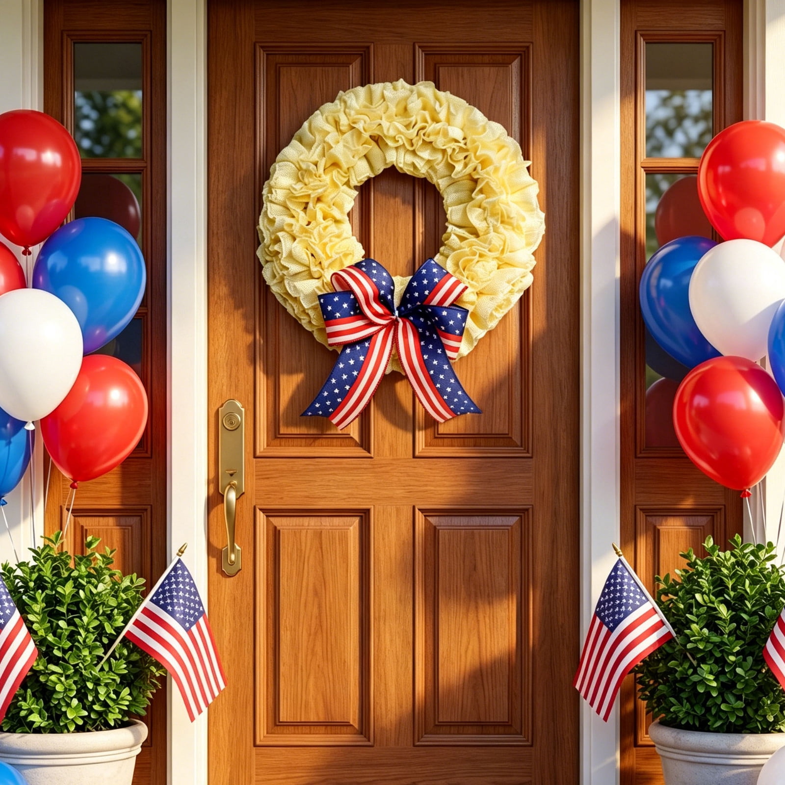 2026 New Garlands Independence Day Decorative Wreath Red White Blue Bow ...