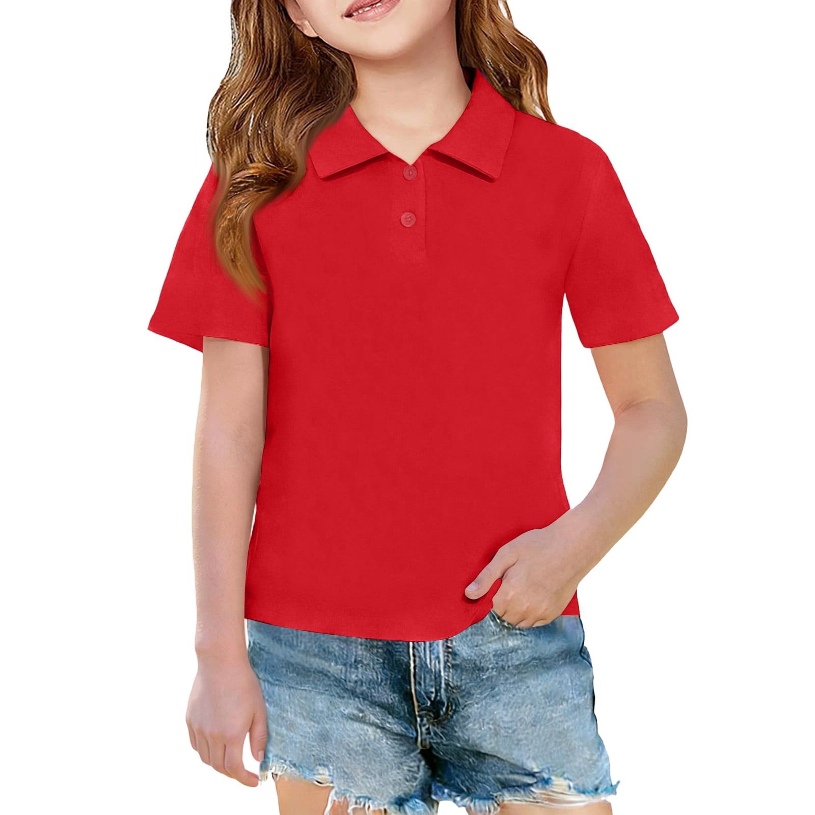 2026 New Girls Short Sleeve Polo Shirts Kids School Uniform Polo Shirt ...