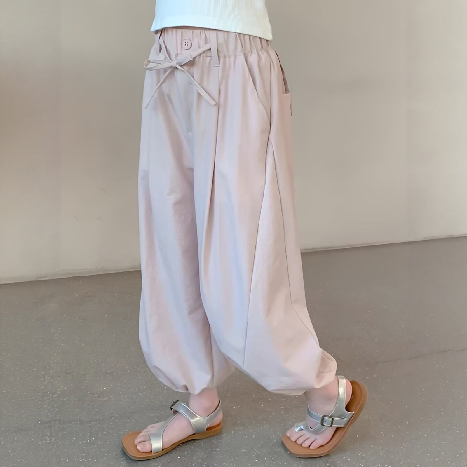 2026 New Girls Summer Lightweight Baggy Joggers with Pockets, Wide Leg ...