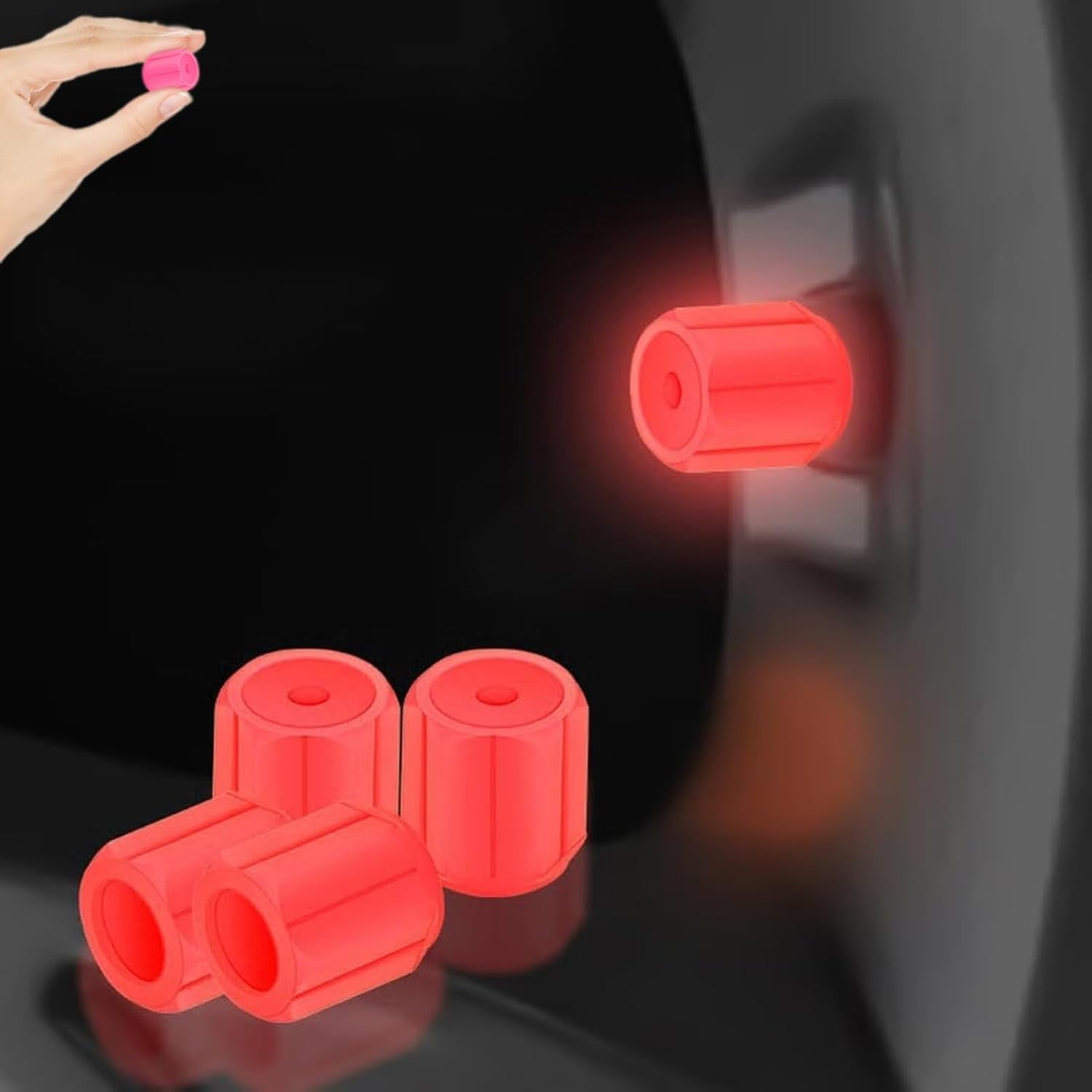 2026 New Glow-in-The-Dark Car Tire Valve Cap Set, Waterproof Luminous ...