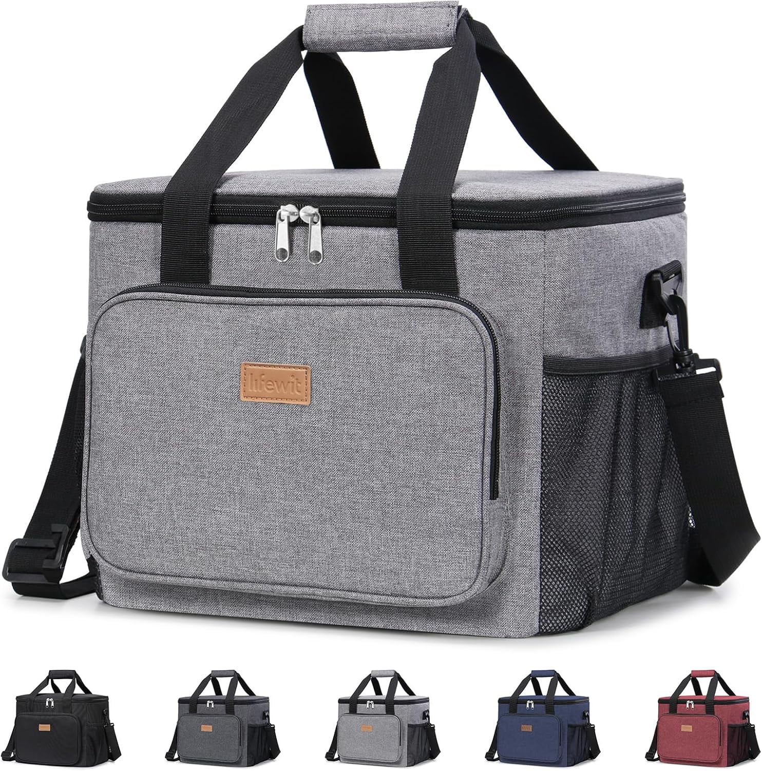 2026 New Gray 24 L Large Insulated Cooler Lunch Tote Bag,40-Can Leak ...