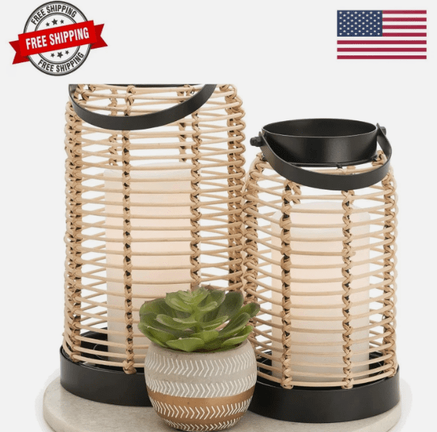 2026 New Handcrafted Rattan Lanterns, Boho Farmhouse Style Home ...