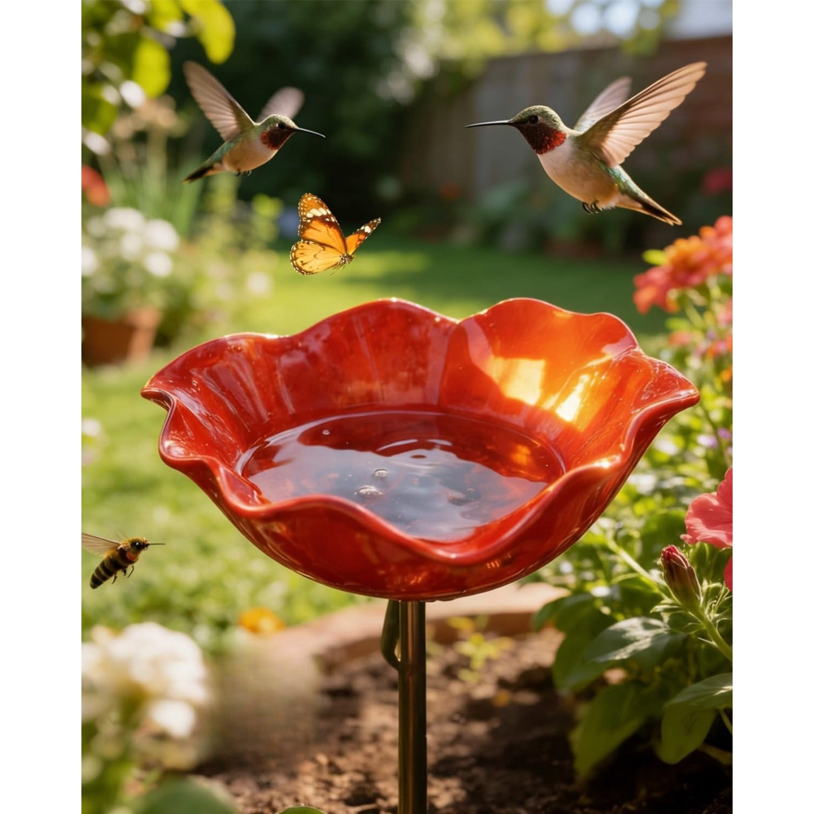 2026 New Handmade Metal Flower Garden Stakes with Bee Watering Station ...