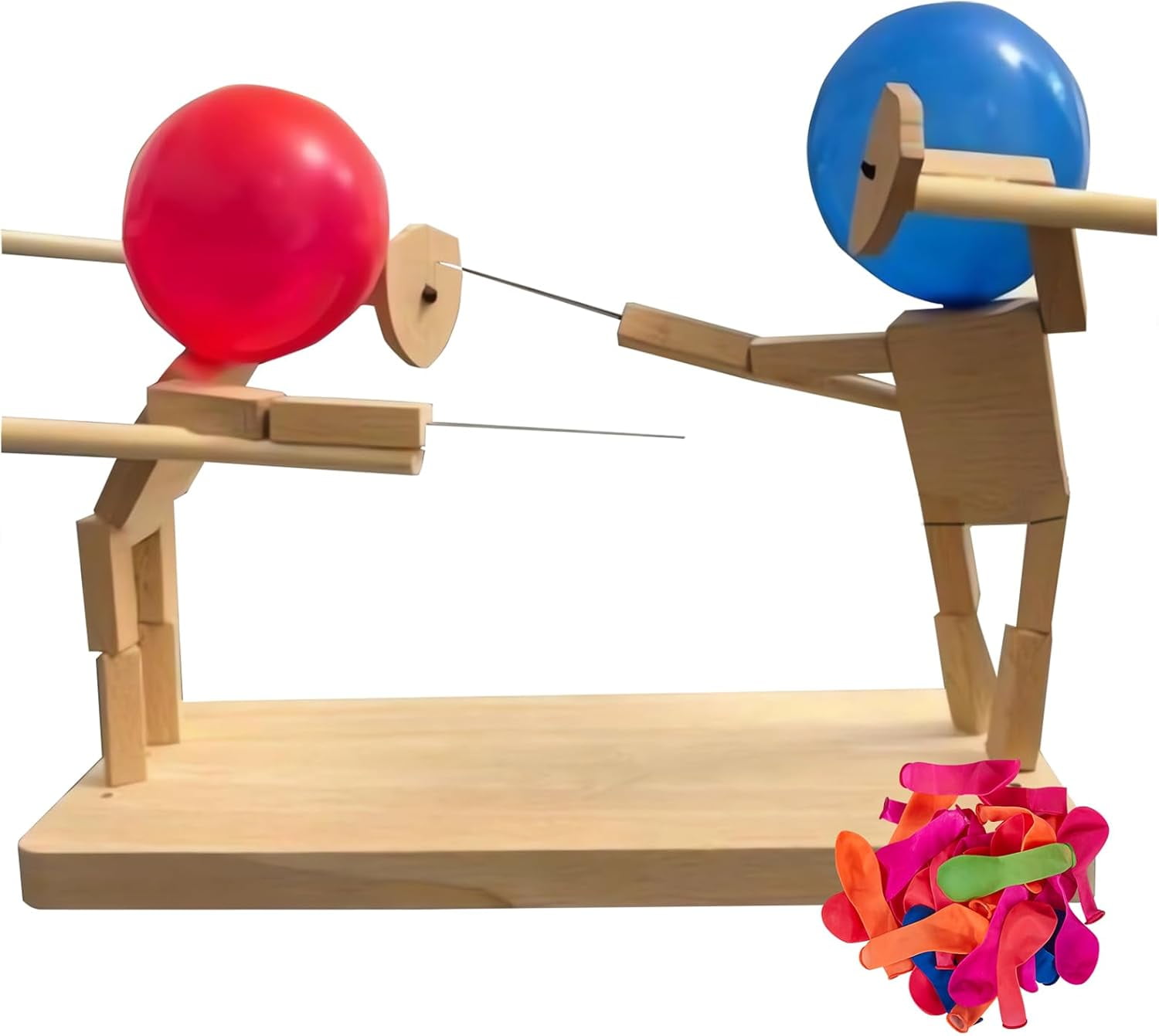 2026 New Handmade Wooden Fencing Puppets - Pop the Balloon Party Game ...