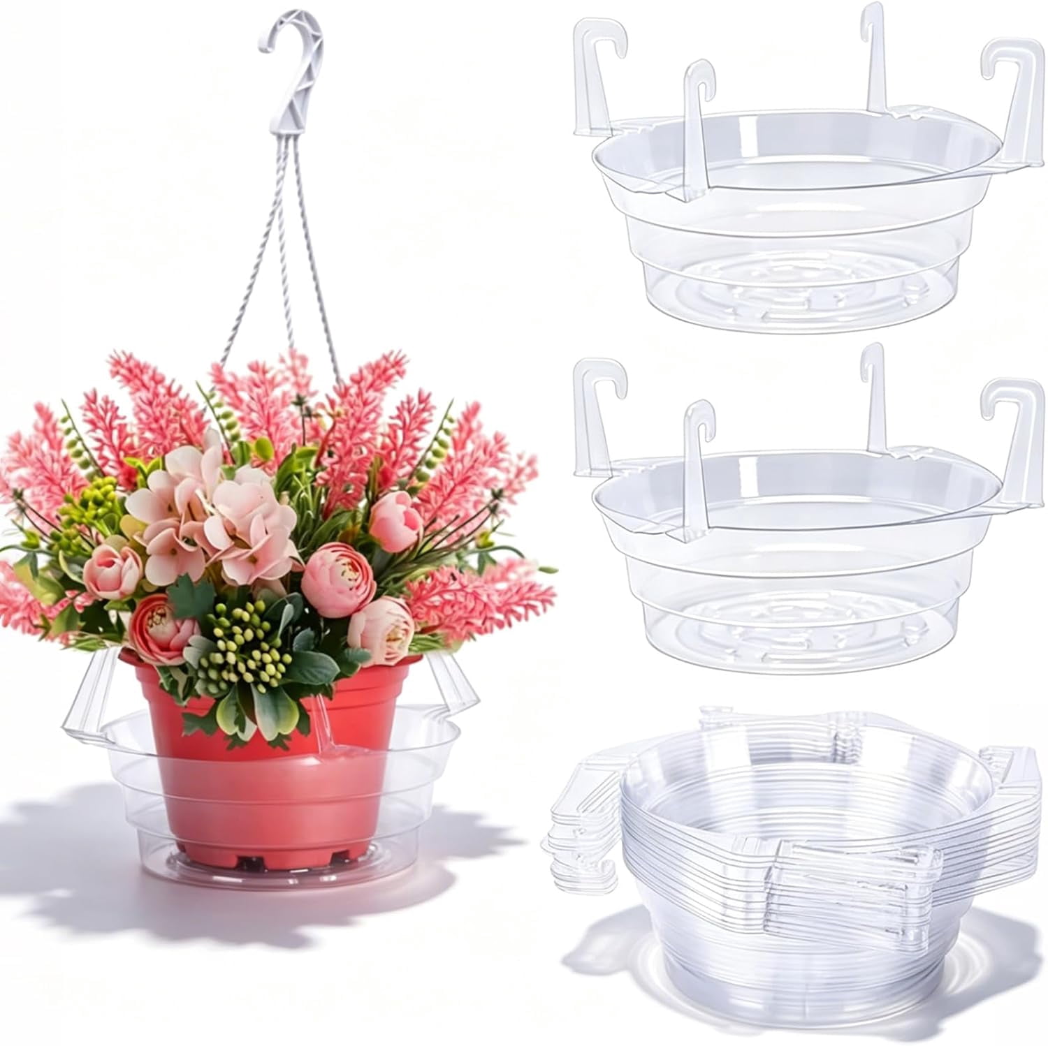 2026 New Hanging Basket Saucers for Plants, Hanging Basket Drip Pan ...