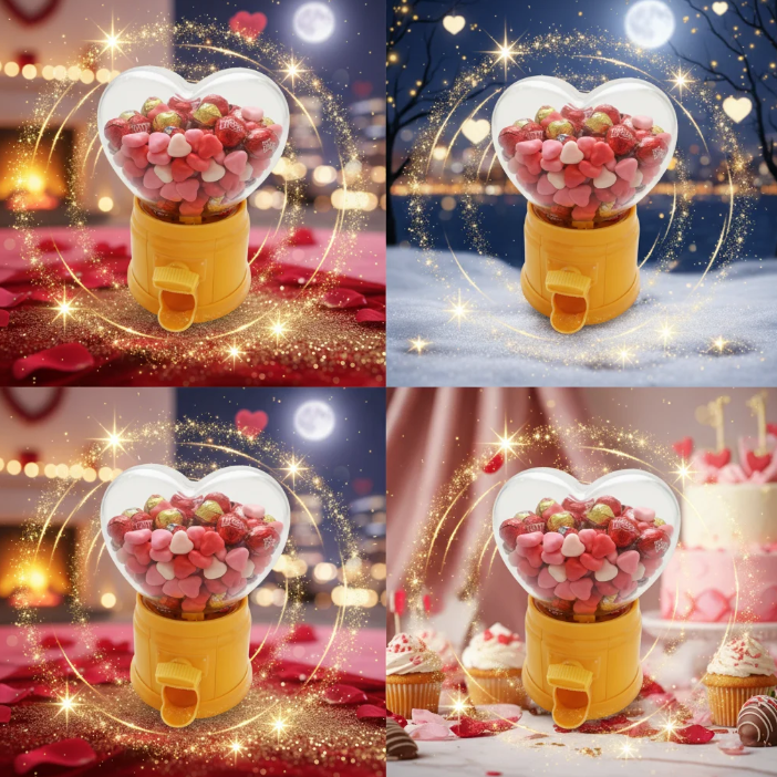 2026 New Heart Shaped Candy Dispenser - Pink/Yellow Mini Valentine ...