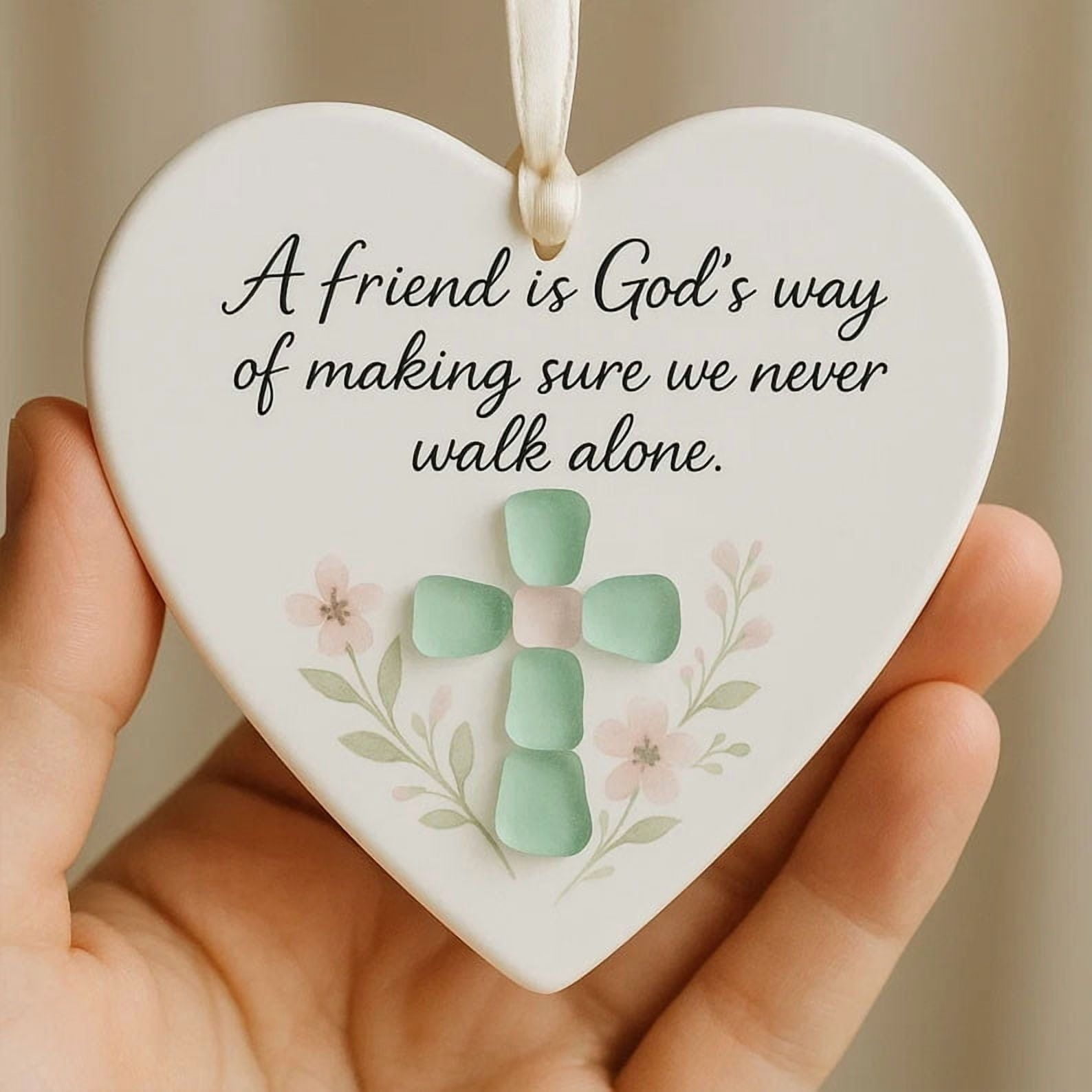 2026 New Heart-Shaped Sea Glass Friendship Decor Friendship Heart ...