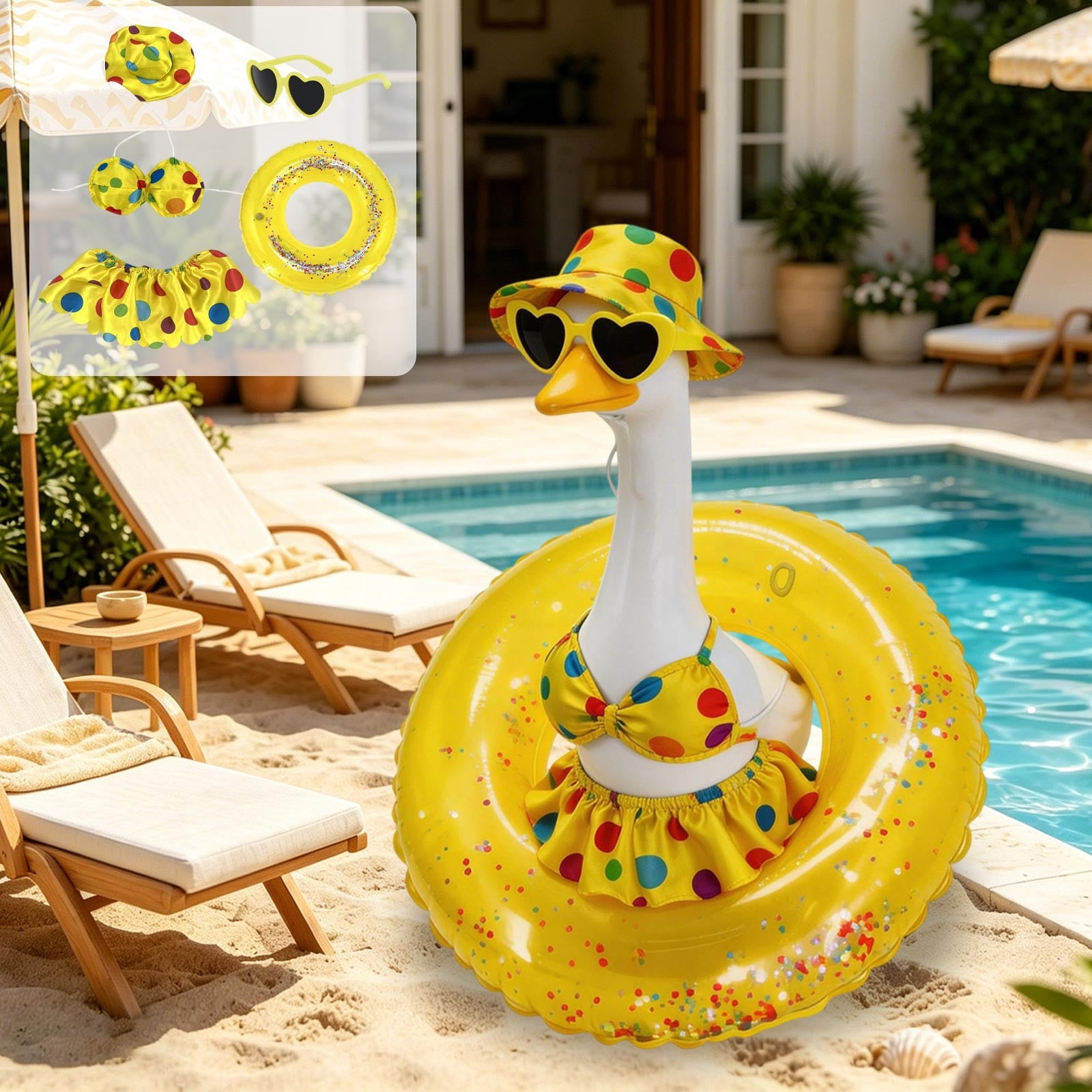 2026 New! Home Decor Bikini Gooses Clothing Lawns Porch Gooses 23Inch ...