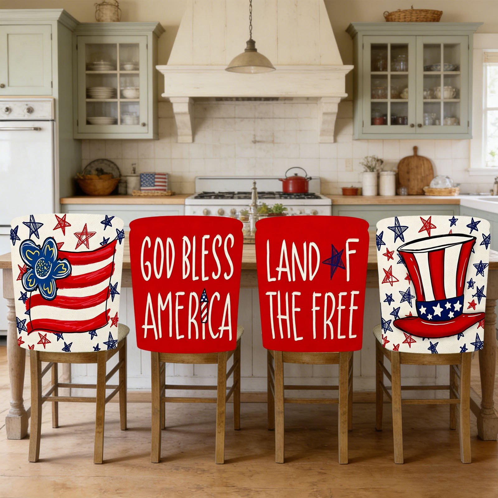 2026 New Home Decor Independence Day Chair Covers Set Of 4 Memorial Day ...