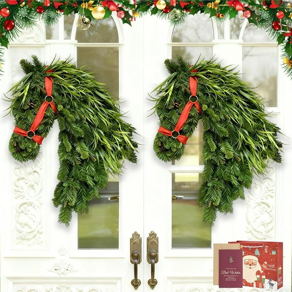 2026 New Horse Head Wreath – Rustic Farmhouse Equestrian Door Decor, 18 ...