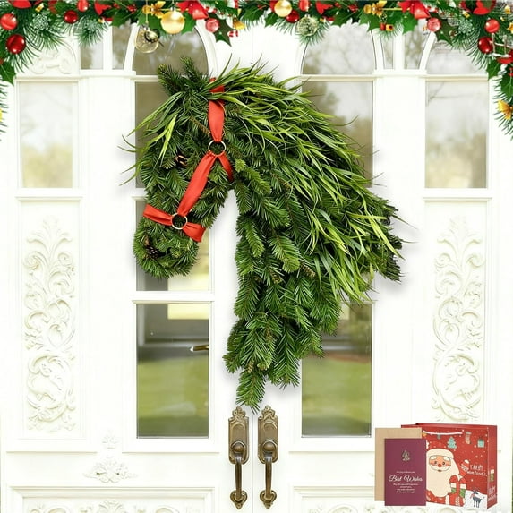 2026 New Horse Head Wreath – Rustic Farmhouse Equestrian Door Decor, 18 ...