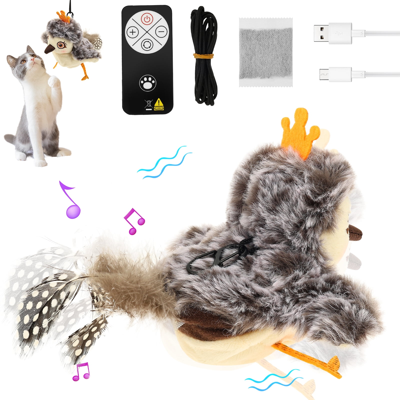 2026 New Interactive Flapping Bird Cat Toy, Simulation Chirping Flying ...