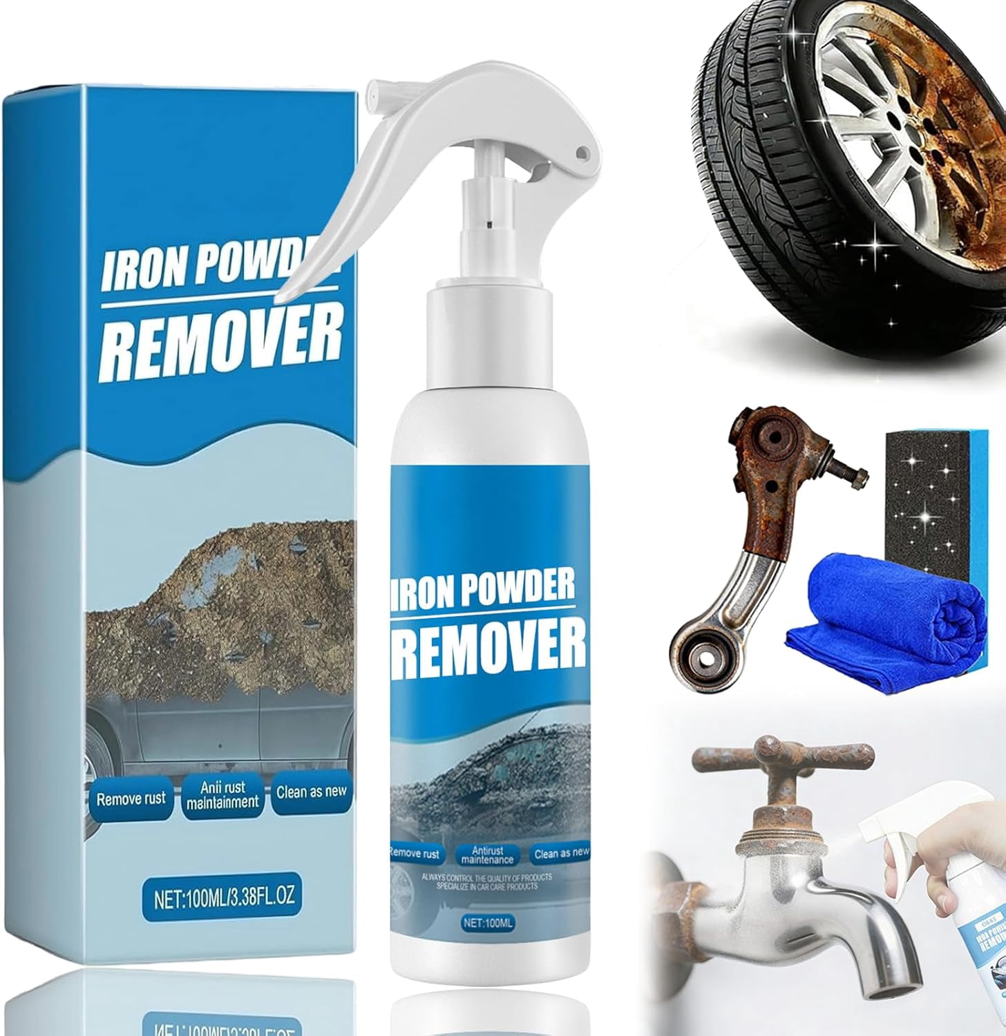 2026 New Iron Powder Remover Spray, Multi-functional Quick-Acting Rust ...