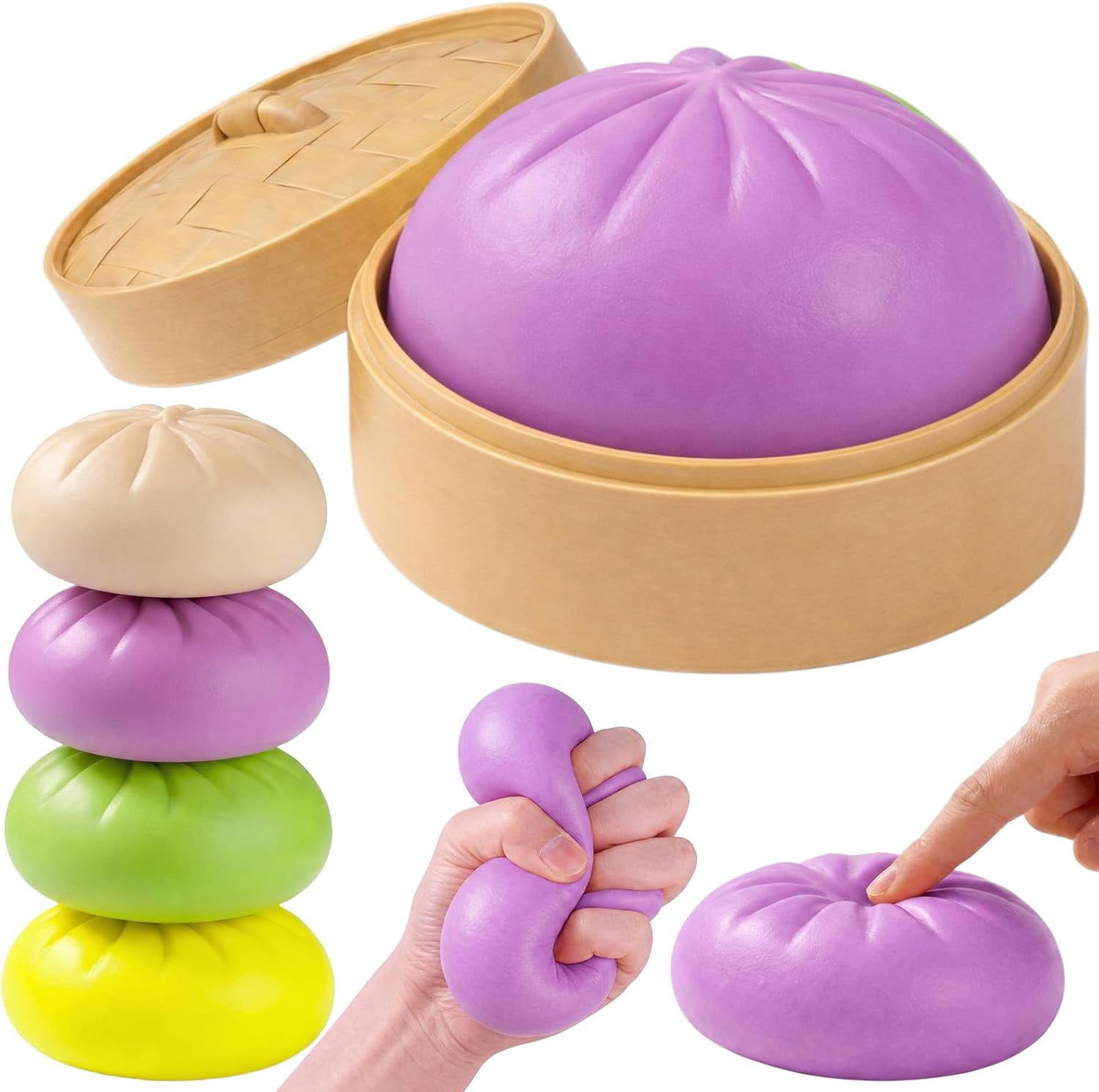 2026 New Jumbo Dumpling Squishy Toys, 3.94 Inch Assorted Steamed Bun ...