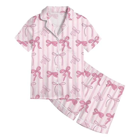 2026 New Kids Printed Button Down Short Sleeve Pajama Set Cute Pattern ...