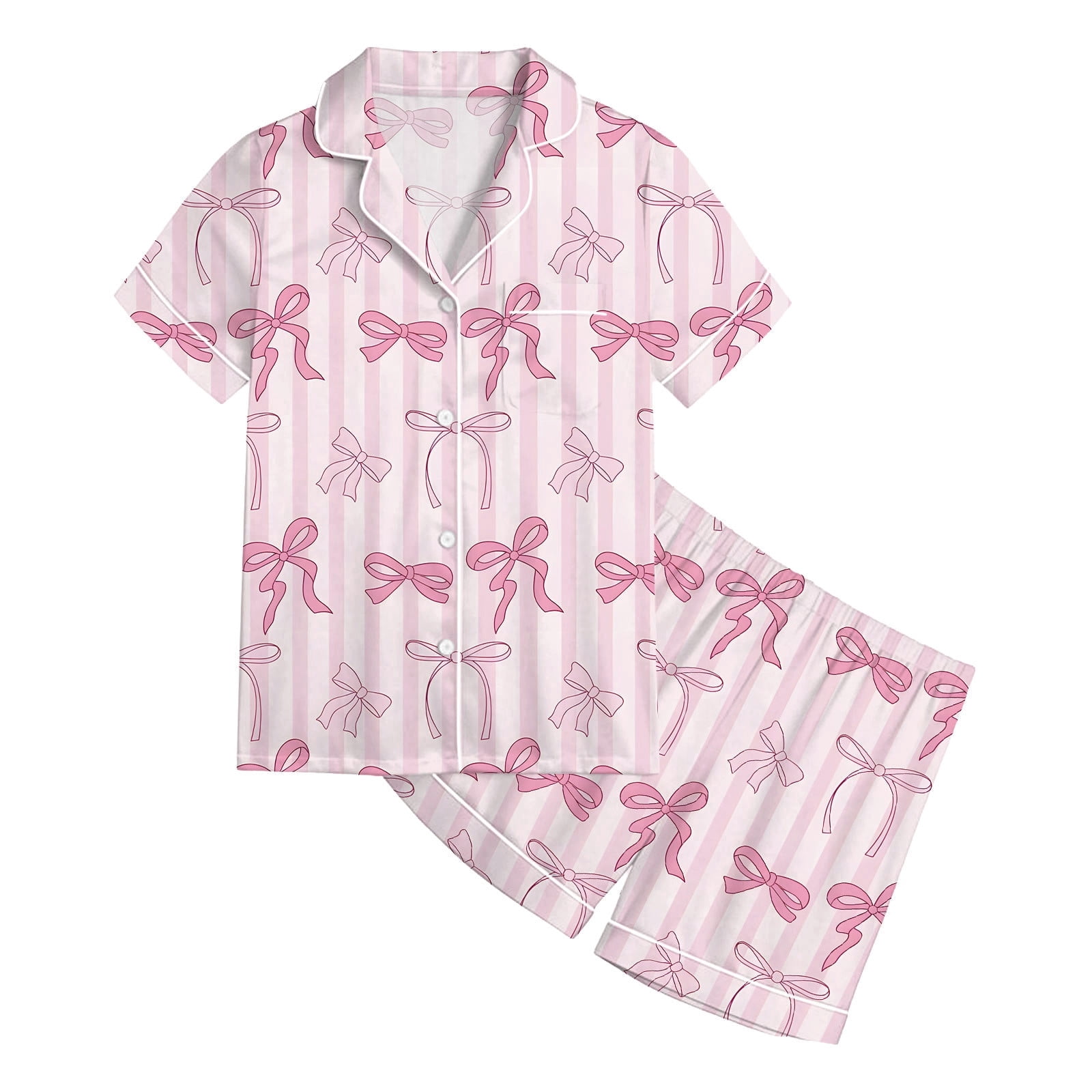 2026 New Kids Printed Button Down Short Sleeve Pajama Set Cute Pattern ...
