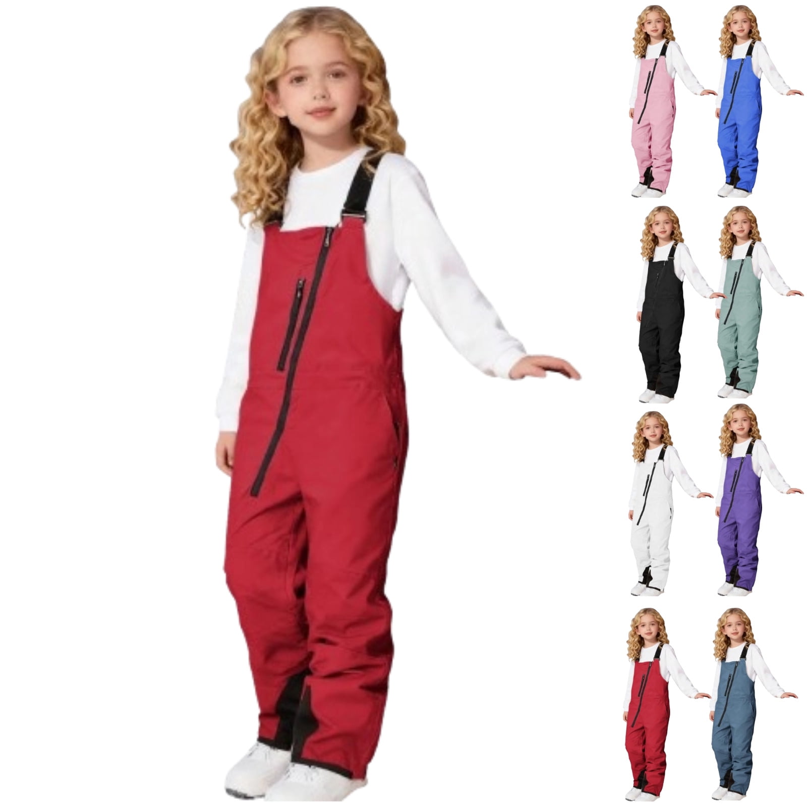 2026 New Kids Snow Bibs Waterproof Insulated Ski Pants Girls Adjustable ...