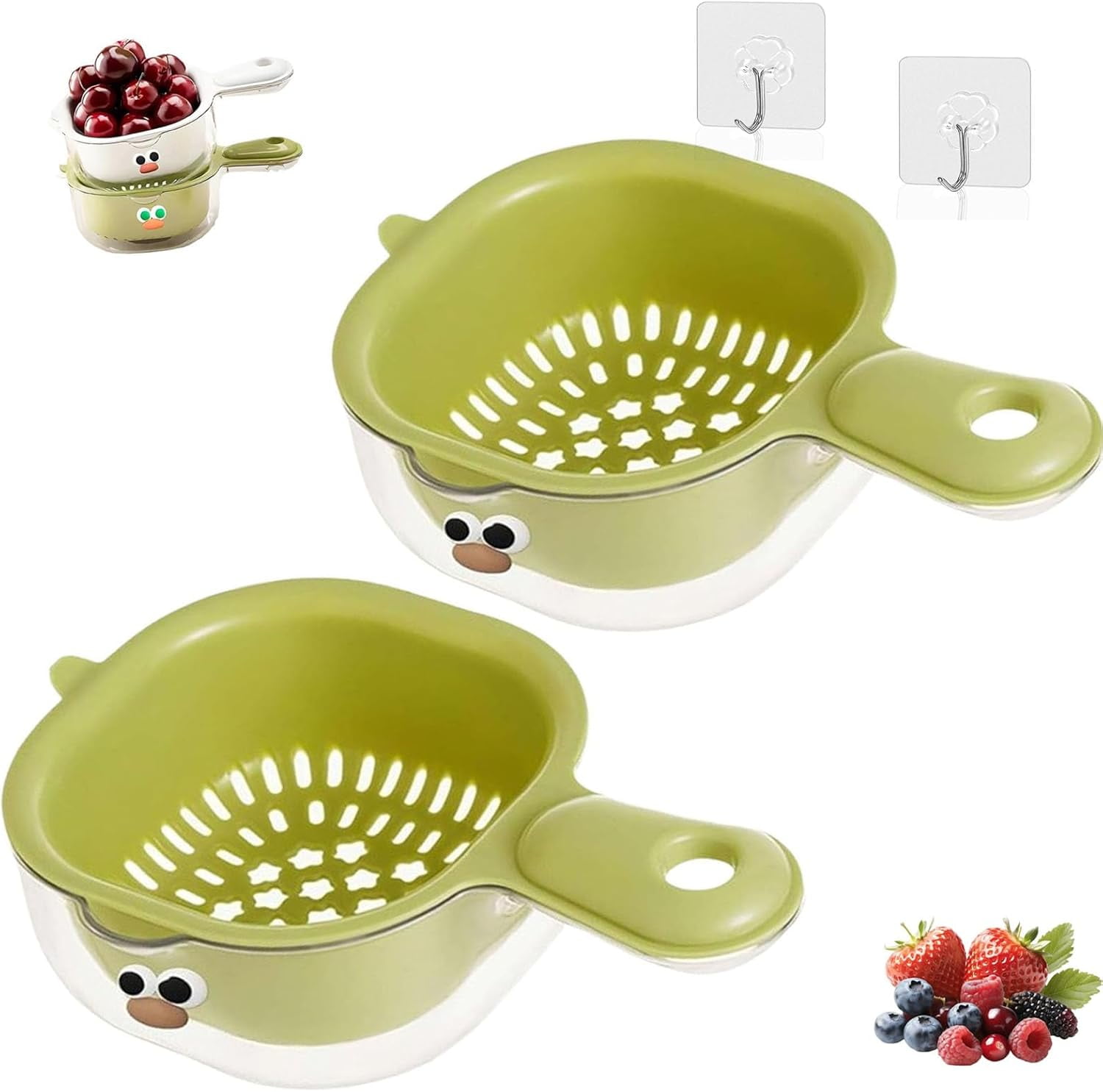 2026 New Kitchen Dual-Layer Draining Basket with Handle，Handy Mini ...
