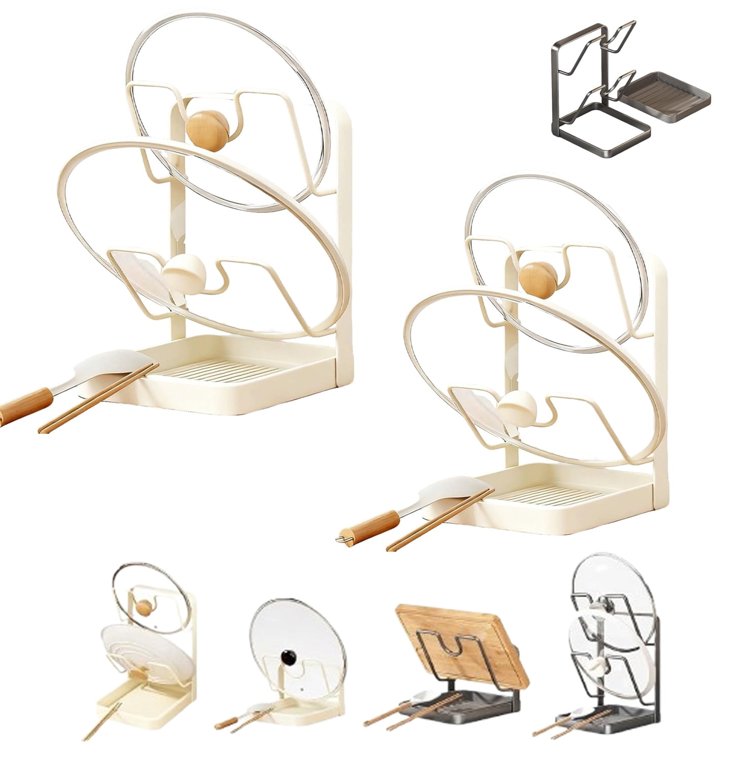 2026 New Kitchen Pot Lid Storage Rack with Drip Tray–Pot Lid Organizer ...