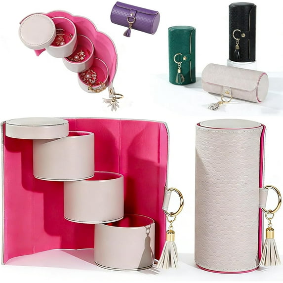 2026 New Layered Travel Jewelry Case, Round Layered Travel Jewelry Case ...