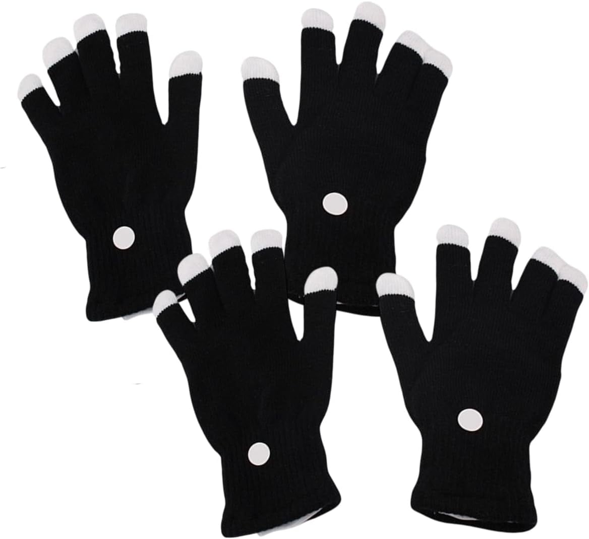 2026 New Led Half Finger Gloves with Lights,7 Colors Light Show Gloves ...