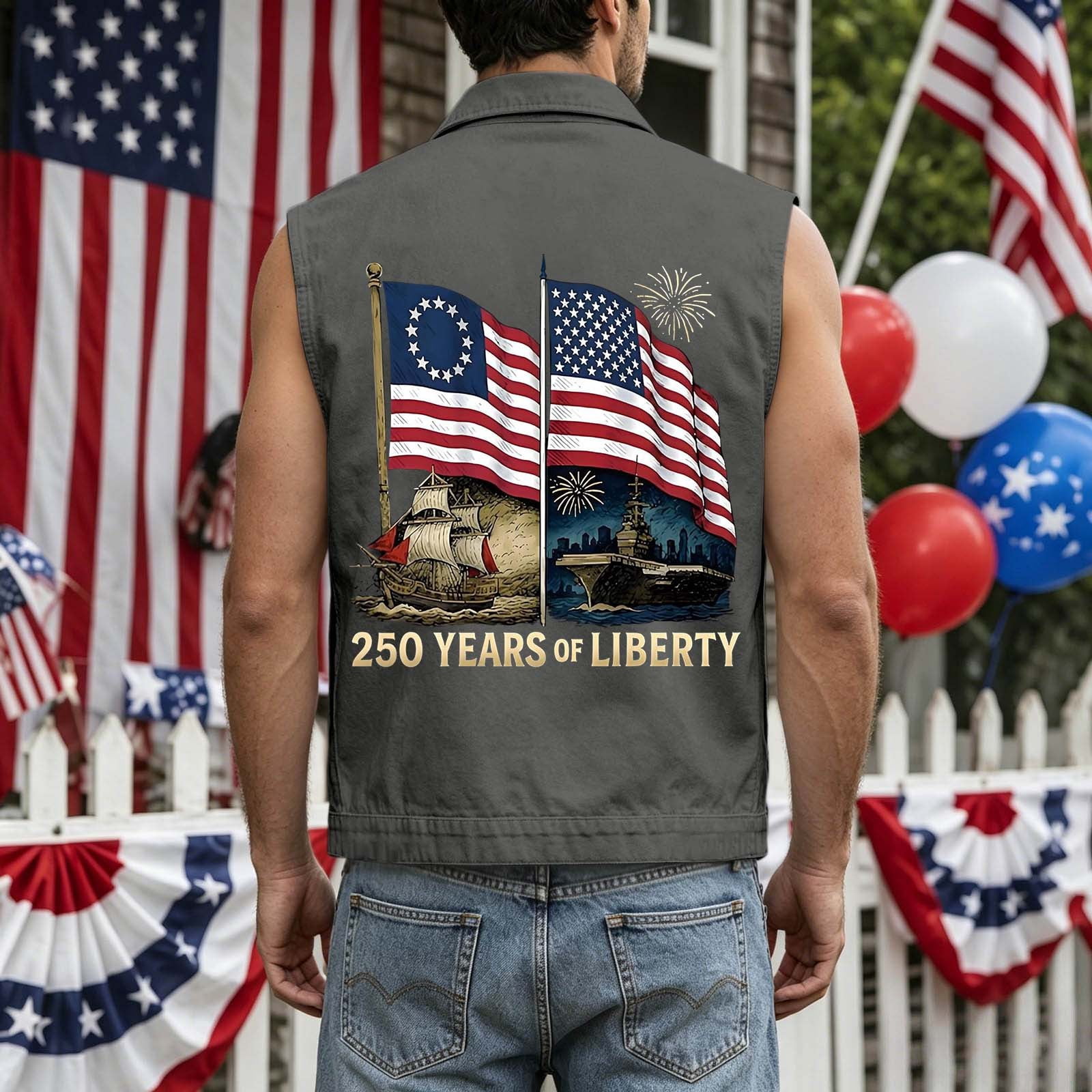2026 New Men's American Flag Denim Vest Patriotic 4th of July Shirts ...