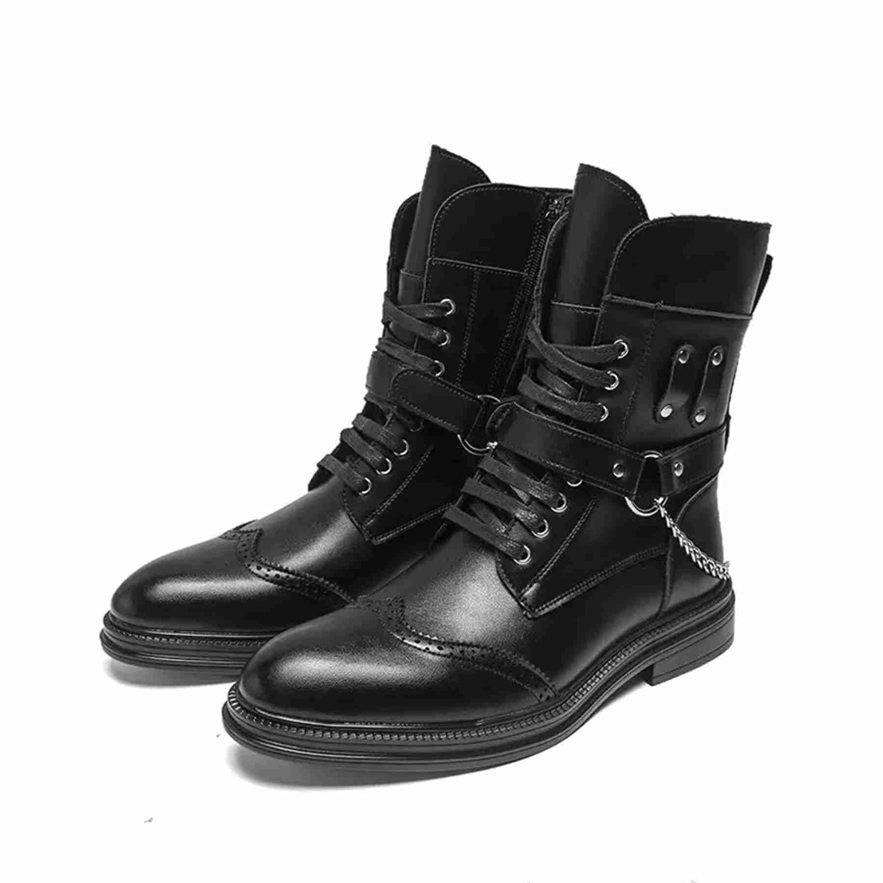 2026 New Men's Martin Boots Vintage British Style Belt Buckle High-top ...