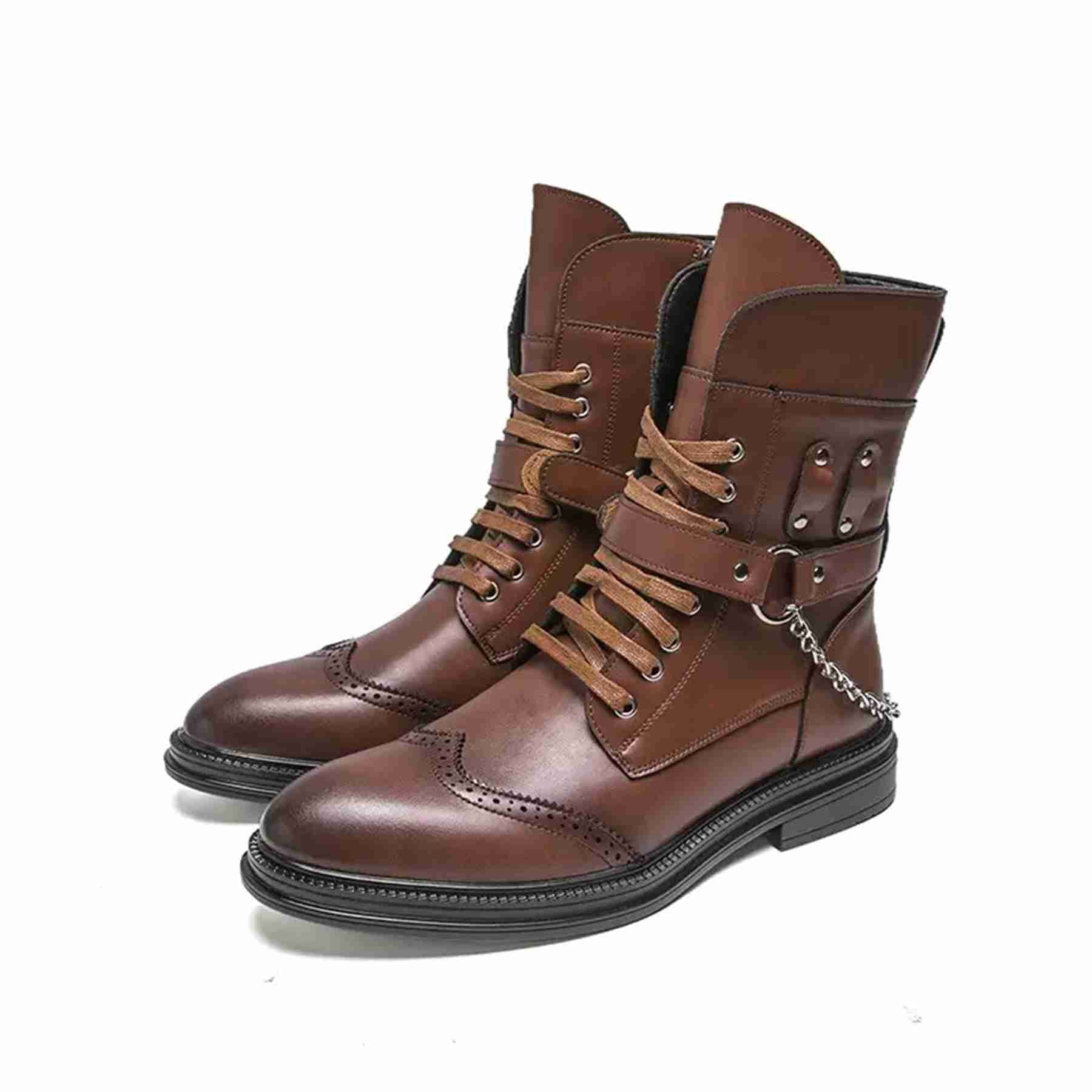 2026 New Men's Martin Boots Vintage British Style Belt Buckle High-top ...