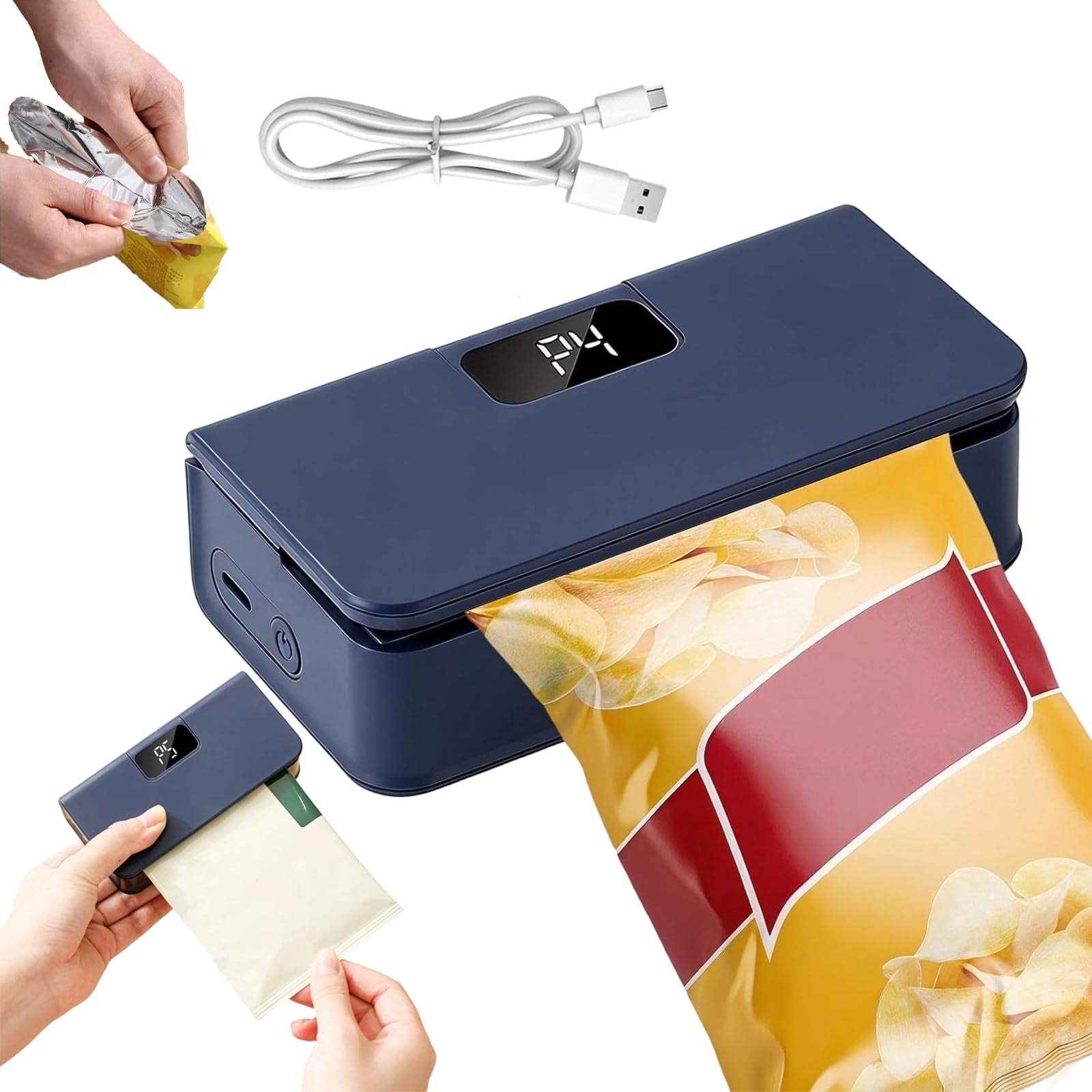 2026 New Mini Bag Sealer, Chip Bag Sealer with Cutter and Magnet, Led ...