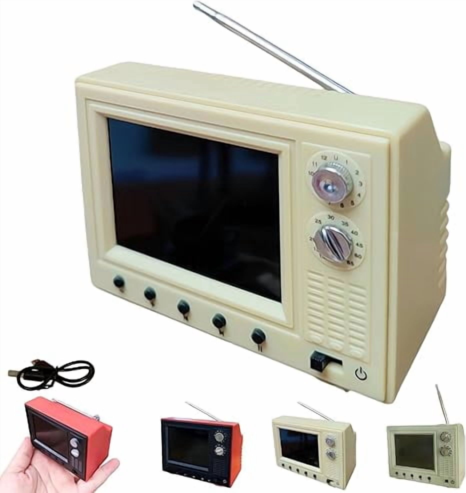 2026 New Mini Cartoon TV, Rechargeable Mini Retro TV Cartoon Player ...