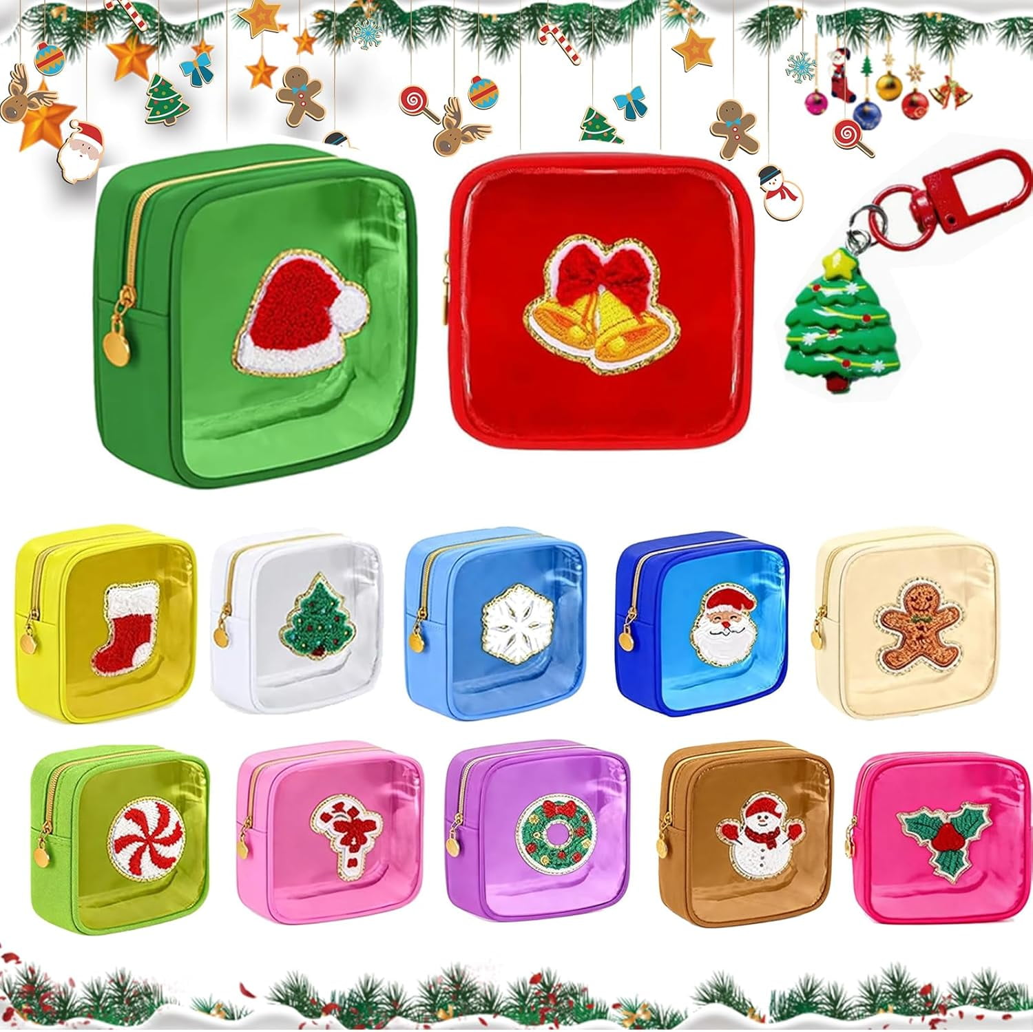 2026 New Mini Christmas Pouches, 2/4/6/8/12/24 Packs Mini Christmas Zipper Pouches, 12 Colors ...