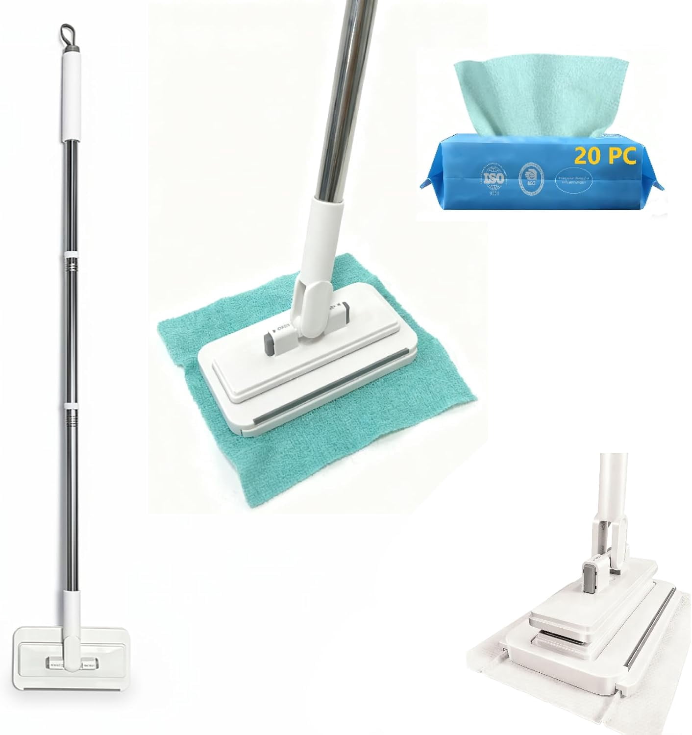 2026 New Mini Disposable Dust Mop with Reusable Cloths No-Touch Dirty ...